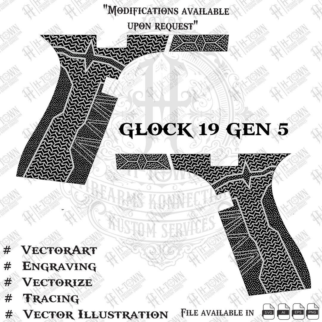 Glock 19 Gen 5 Vector Engraving File | Digital Stipple Grip Template ...