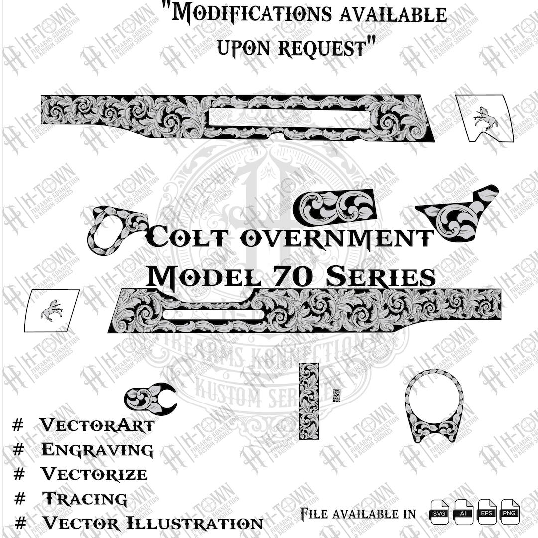 Colt Government Model 70 Series Scroll Engraving Vector Design (digital ...