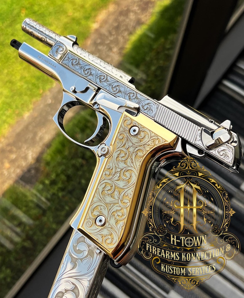 Beretta 92 FS Engraving Scroll Design | Gun Vector File (svg Dxf Ai Png ...