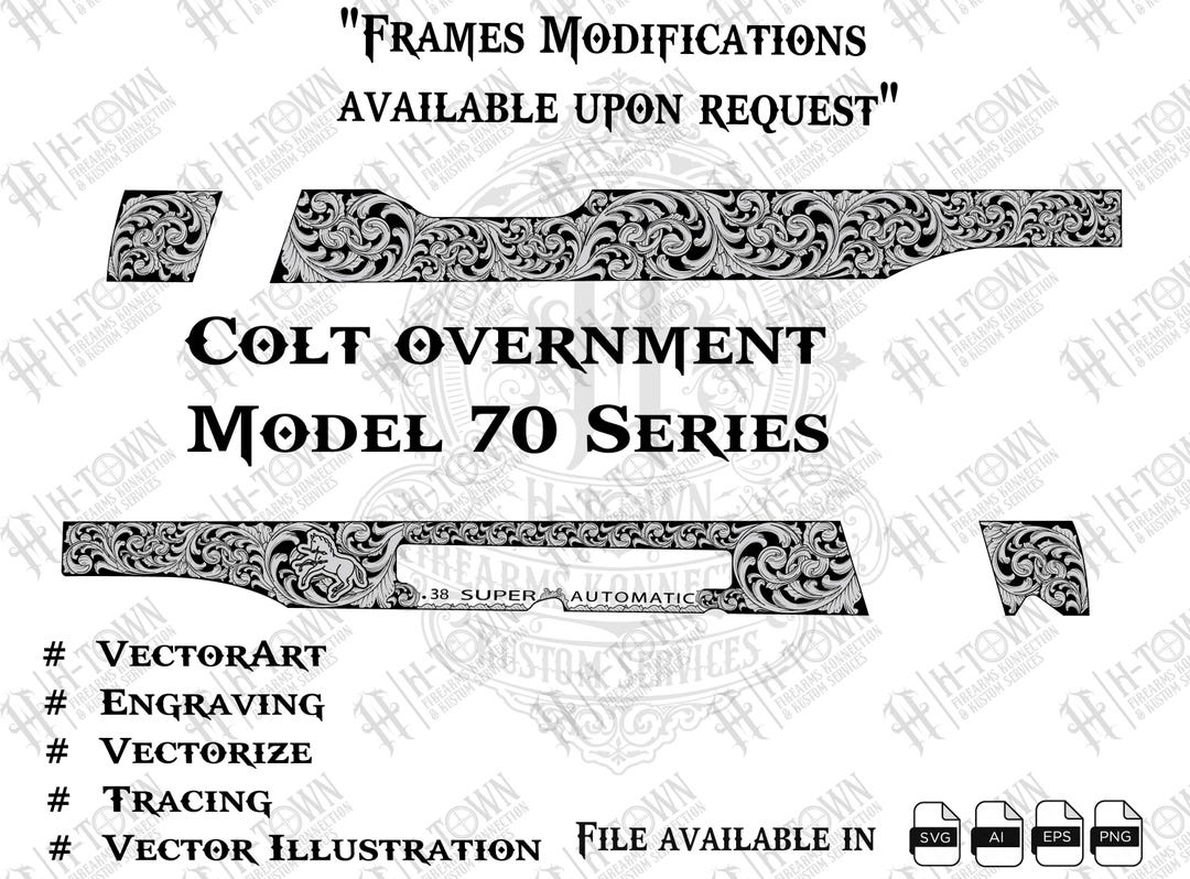 Colt Government Model 70 Series Scroll Engraving | Full Slide Vector ...