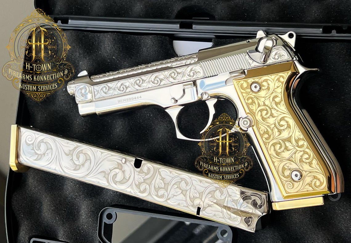 Beretta 92 FS Engraving Scroll Design | Gun Vector File (svg Dxf Ai Png ...