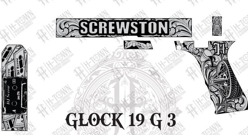 Glock 19 Gen 3 Screwston Engraving | DJ Screw Vector Design | Urban ...