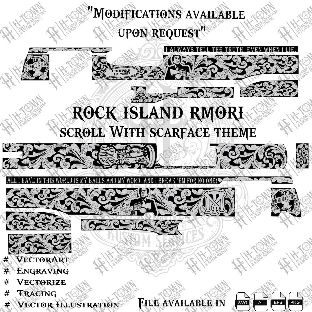 Scarface Theme Gun Scroll Vector | Laser Engraving Design (digital ...