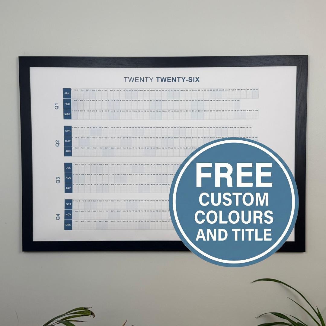 Quarterly Yearly View Calendar "big Ass Calendar" With FREE ...