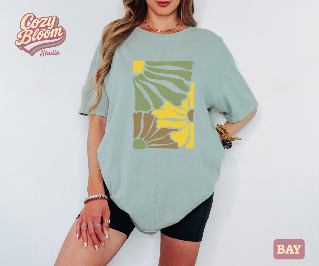 Golden Field Flow Shirt | Earth Tone Abstract Floral Tee | Minimal ...