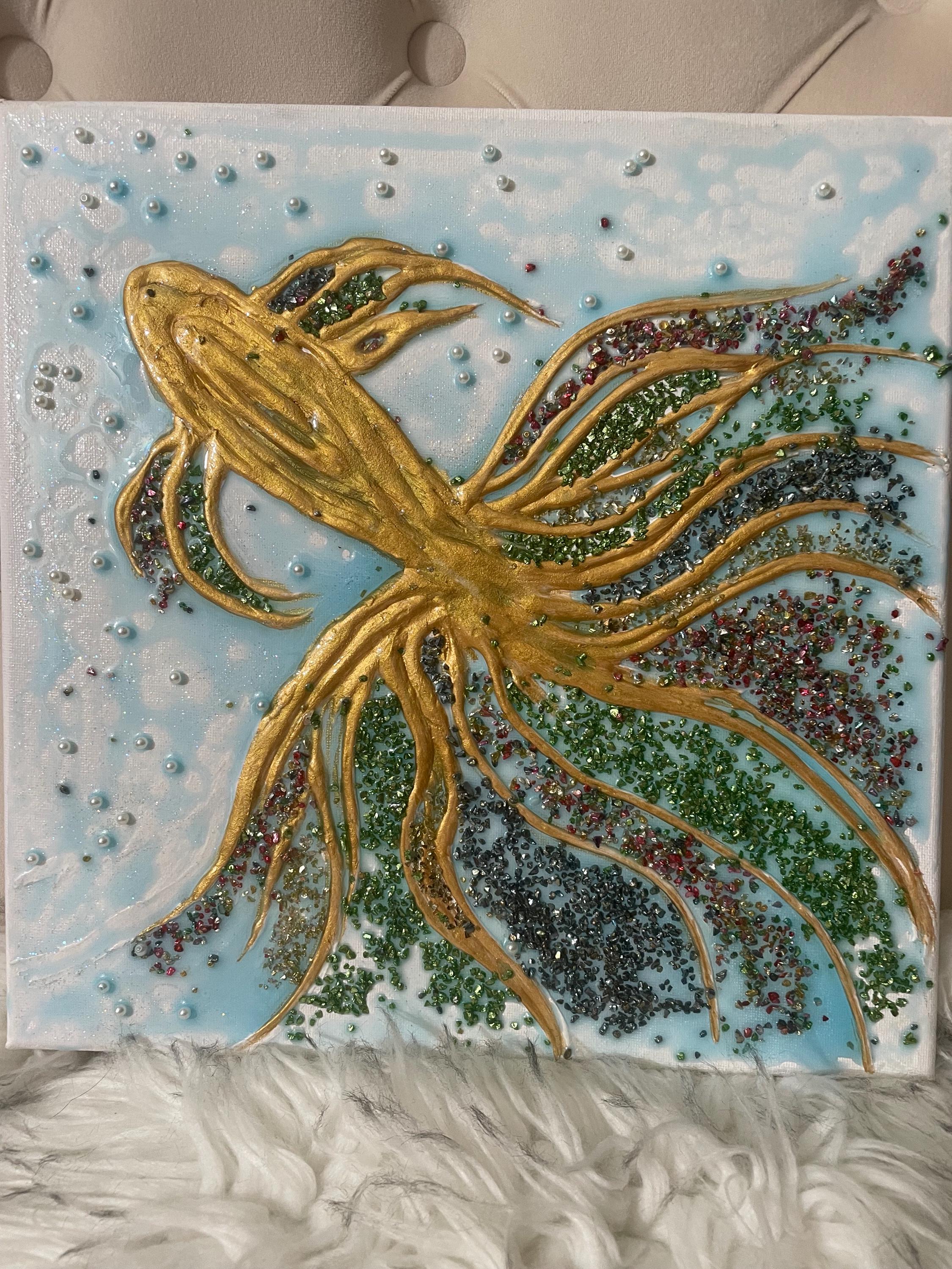 Koi Fish Texture Sculpture Painting 12x12 Inch - Etsy