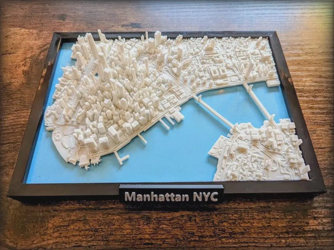 New York City Miniature | Manhattan Topographic Map - Etsy