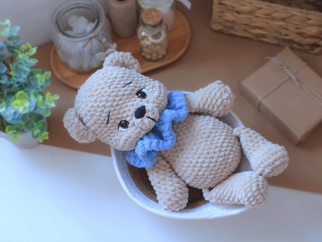 Personalized Crochet Teddy Bear Plush: Handmade Amigurumi Stuffed ...