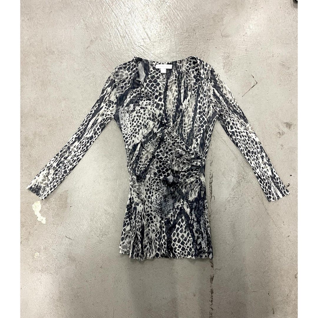 Y2k New York & Company Asymmetric Snake Stretch Mesh Top Going Out Top ...
