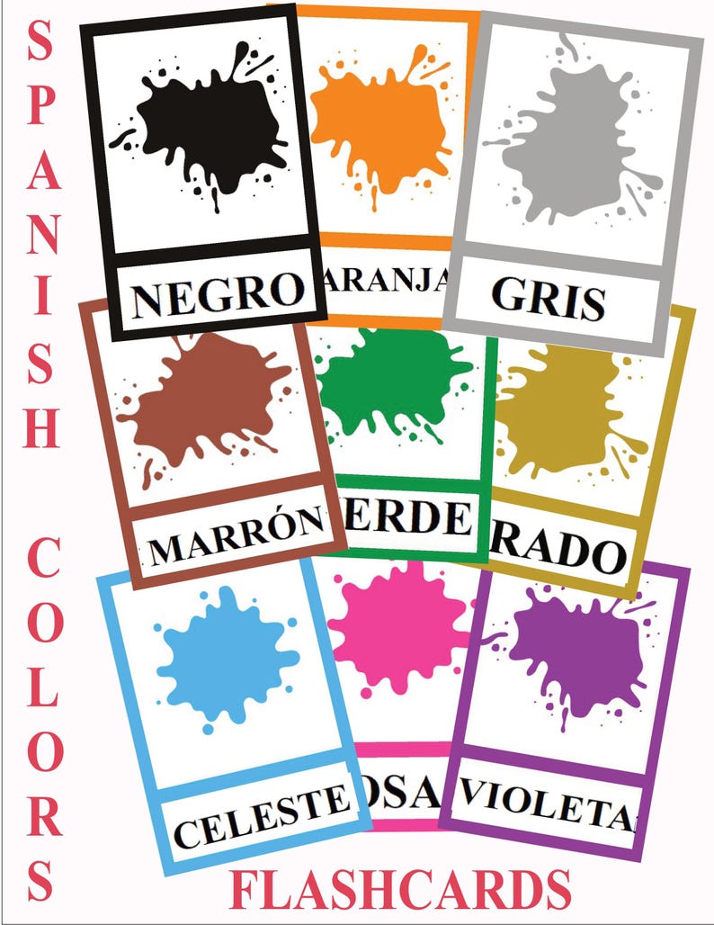 Spanish Colors Flashcards for Kids Ages 5–9 | Printable Color Cards in ...
