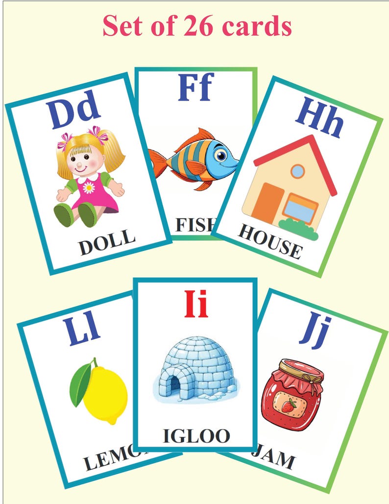 English Alphabet Flashcards | Printable ABC Cards (digital Download) - Etsy