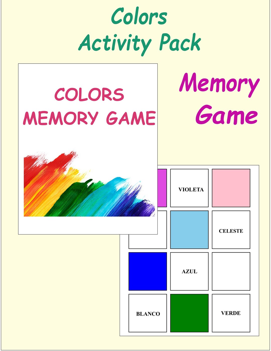 Spanish Colors Learning Bundle for Kids Ages 5–9 | Flashcards, Coloring ...