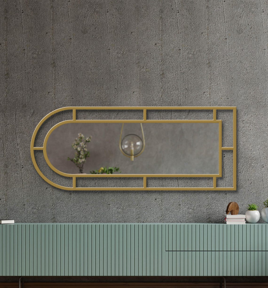 Arched Full Length Mirror: Black & Gold Metal Frame, Modern Loft Style ...