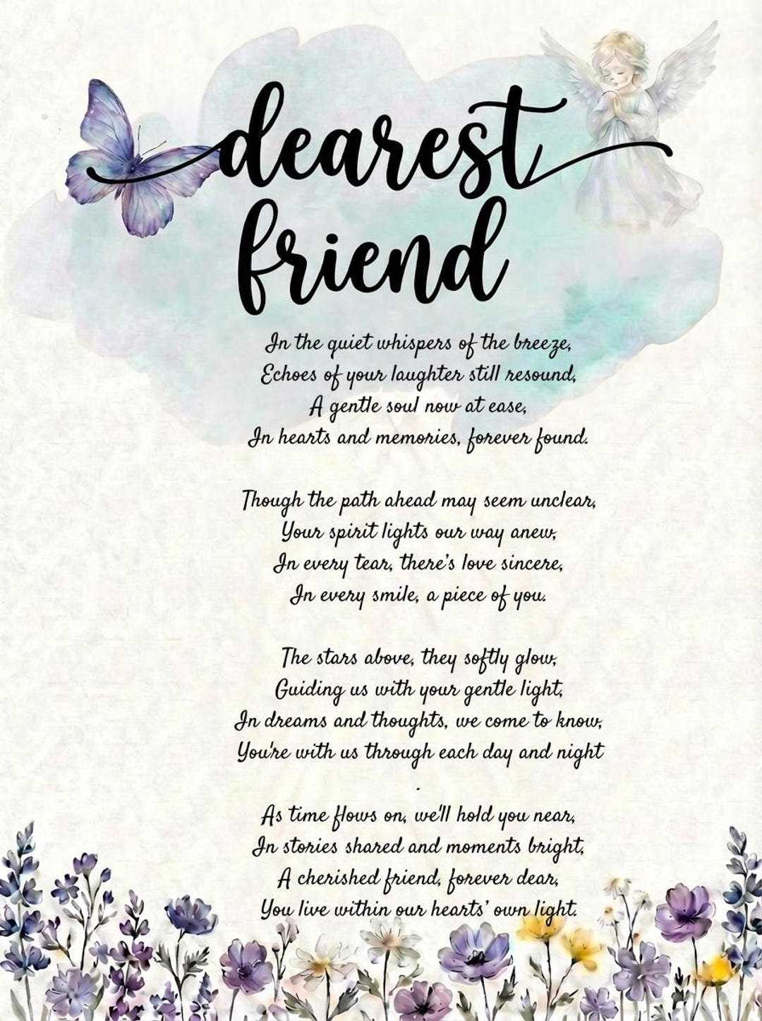 Dearest Friend Memorial Poem: Cherished Memories, Loyalty, Kindness ...