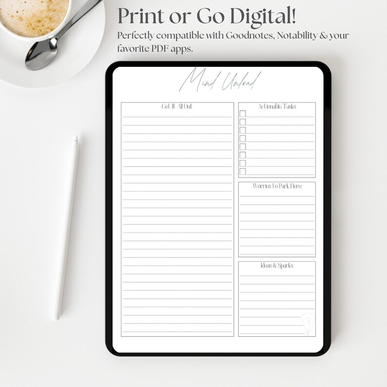 Brain Dump Template for ADHD, Anxiety Relief Worksheet, Overwhelmed ...