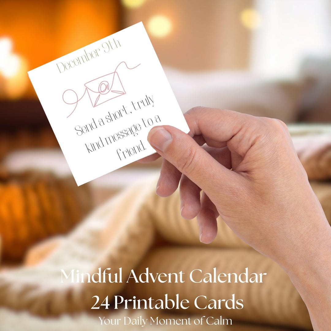 Mindful Advent Calendar Printable, Self Care Christmas Countdown Cards ...