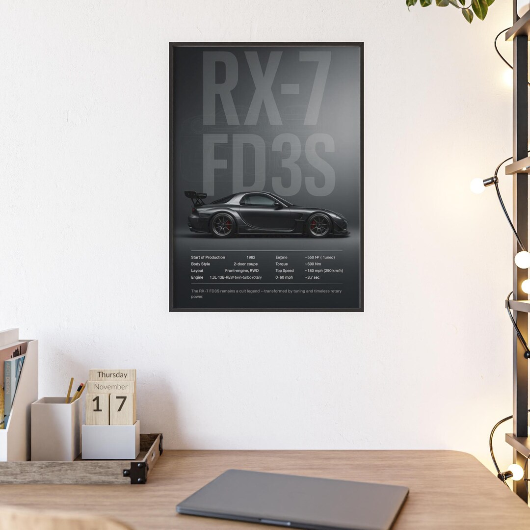 RX-7 FD3S - Poster, Retro Mazda Sports Car Wall Art, Rotary Engine ...