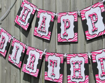 Pink Zebra Banner - Etsy