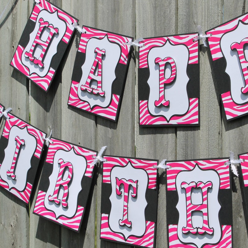 Pink Zebra Banner - Etsy