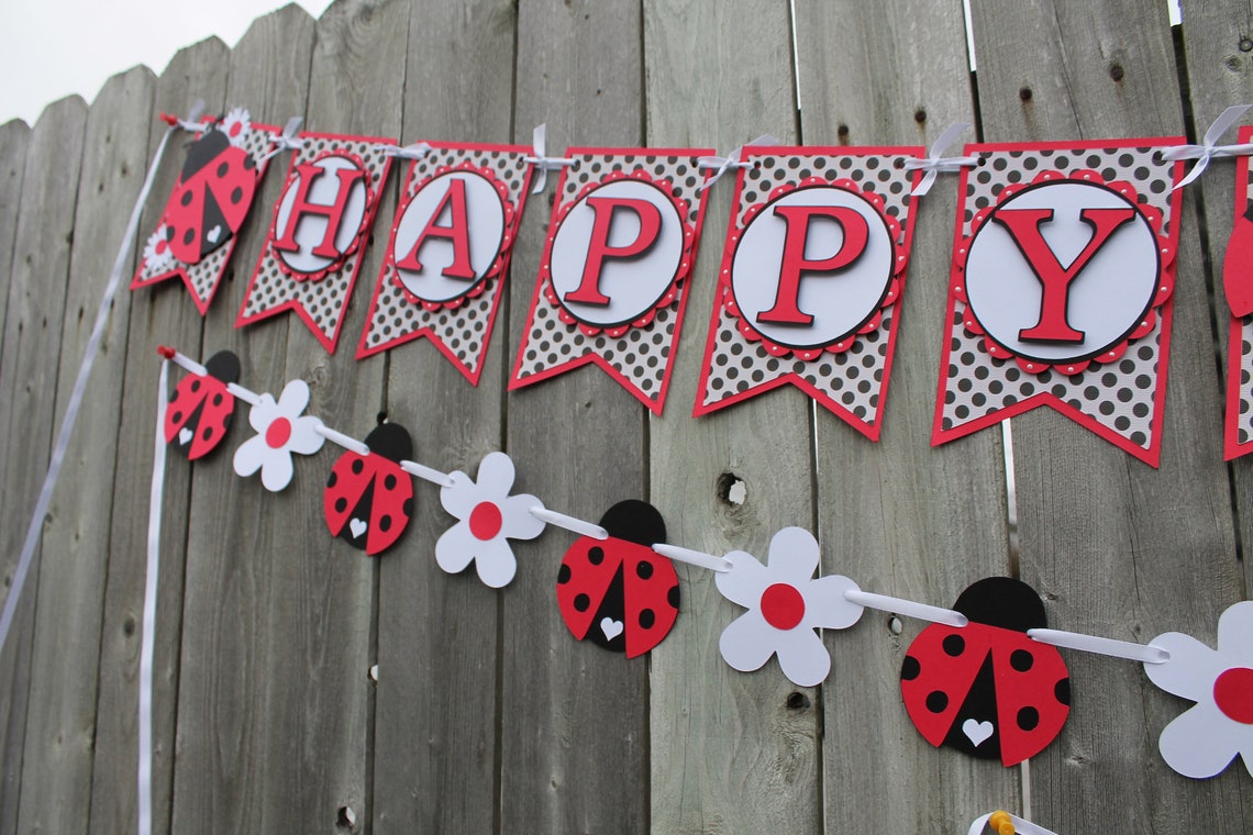 Lady Bug Birthday Banner - Etsy