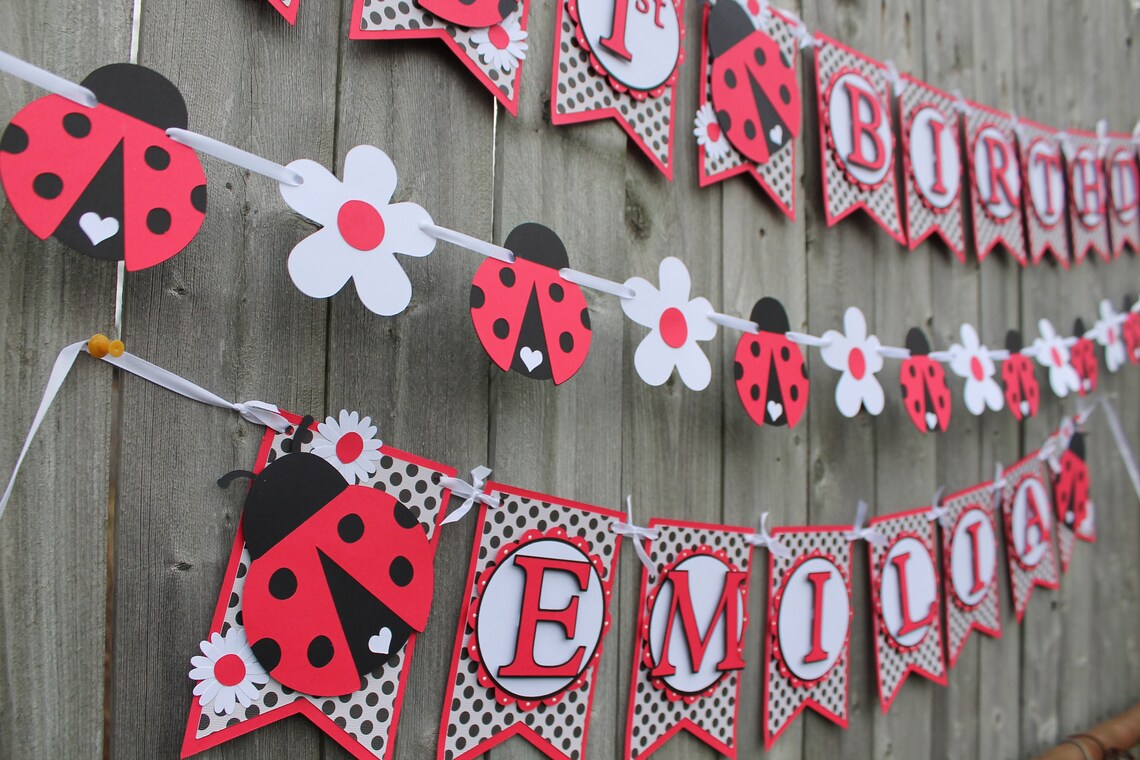 Lady Bug Birthday Banner - Etsy