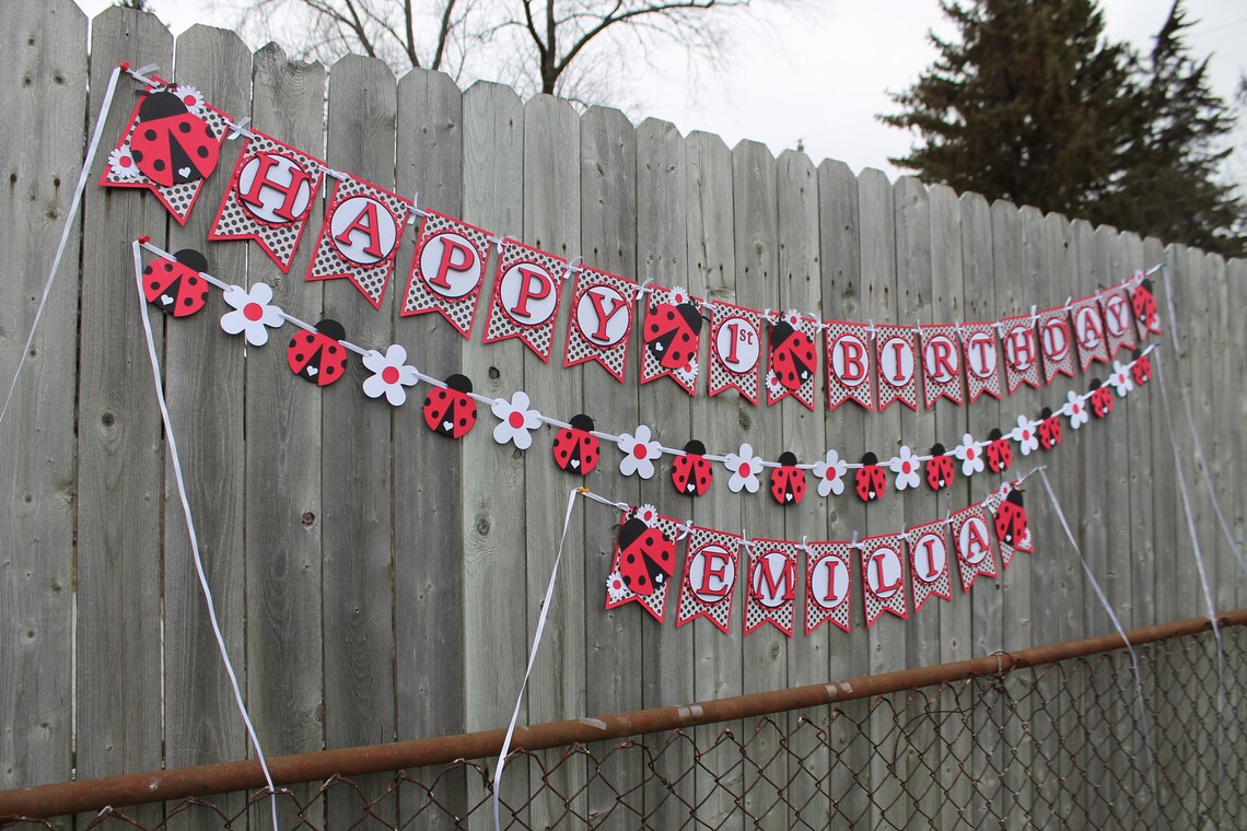 Lady Bug Birthday Banner - Etsy
