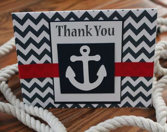 Sailboat on Ocean Waves Thank You Notes Blue Green Watercolor Art Thank ...