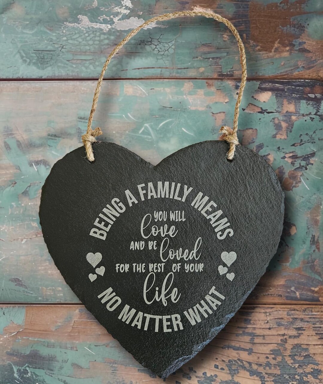 Home Slate Hanging Heart Sign - Family Quote Garden Decor, Rustic ...