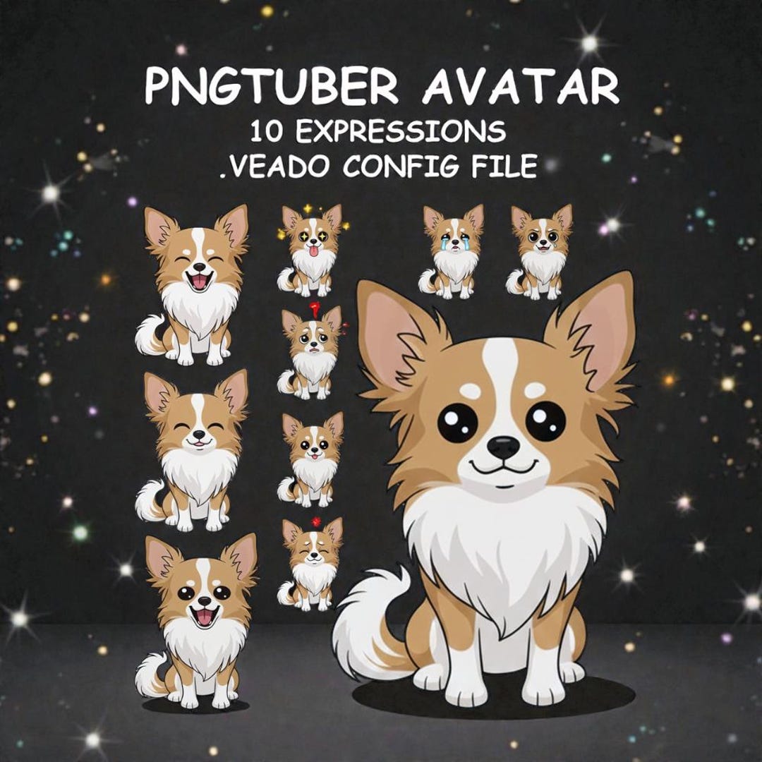 Wisp Pngtuber Avatar, Cute Dog PNG Tuber With 10 Expressions, Veadotube ...