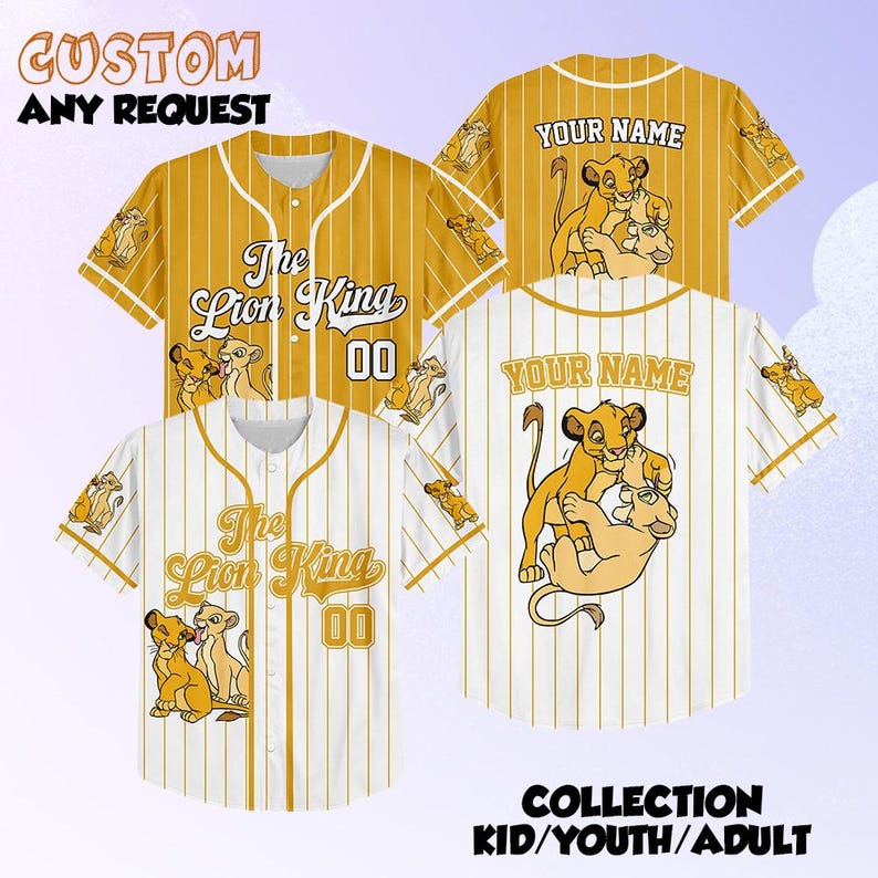 Custom Name Disney Disney the Lion King Simba Mufasa Jersey, Custom ...
