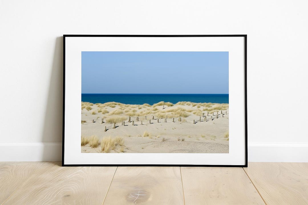 Minimal Coastal Beach Print – Sand Dunes & Sea Wall Art, Tranquil Ocean ...