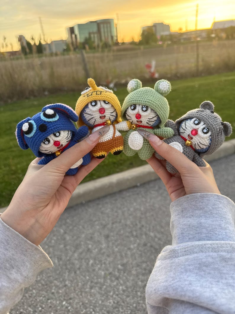 Handmade Doraemon-inspired Crochet Plush – Stitch, Spongebob, Frog ...