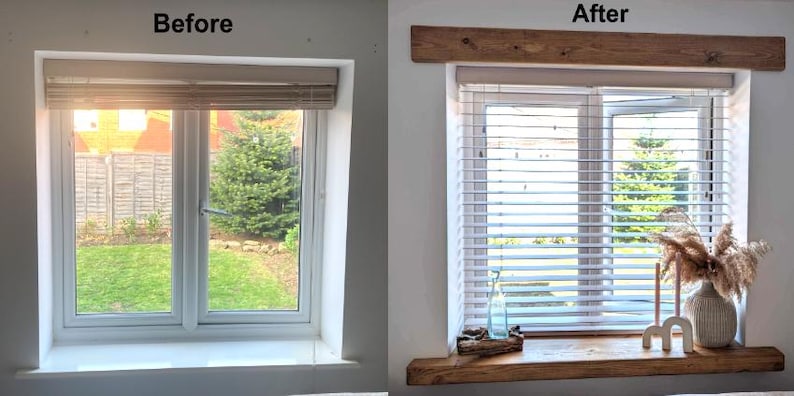Handmade Rustic Pine Window Sill Cover & Lintel Set: Farmhouse Cottage ...