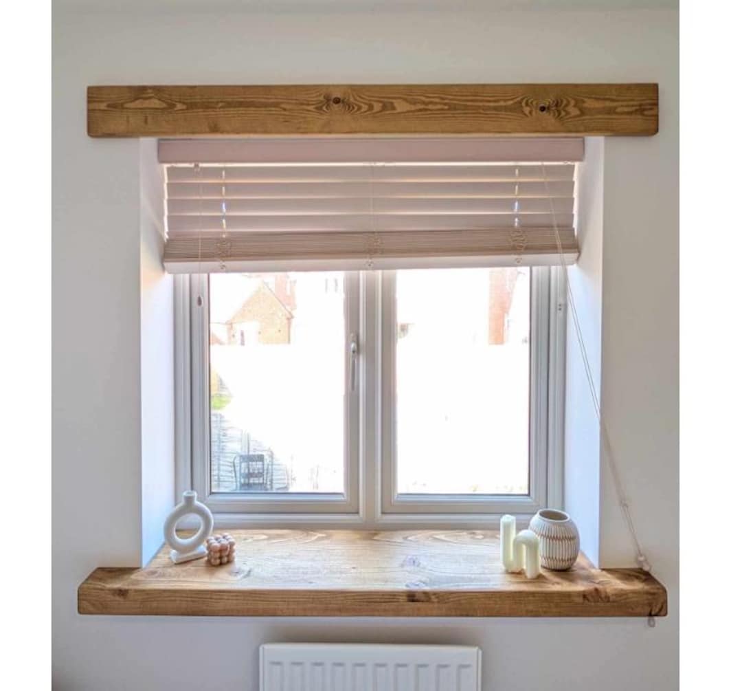 Handmade Rustic Pine Window Sill Cover & Lintel Set: Farmhouse Cottage ...