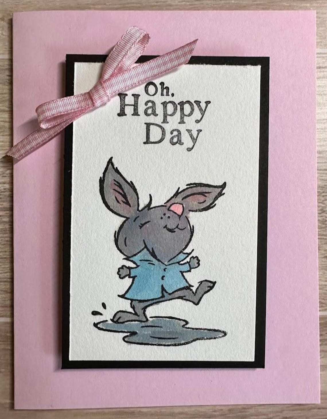 Handmade Birthday Card With Pink Check Bow - Etsy