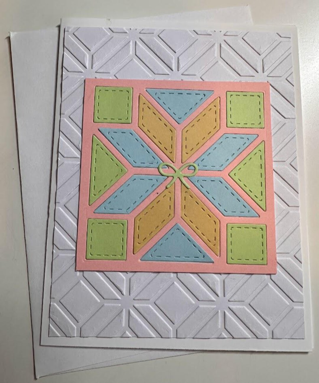 Pink Baby Quilt Card for a Little Girl With Embossed Background - Etsy