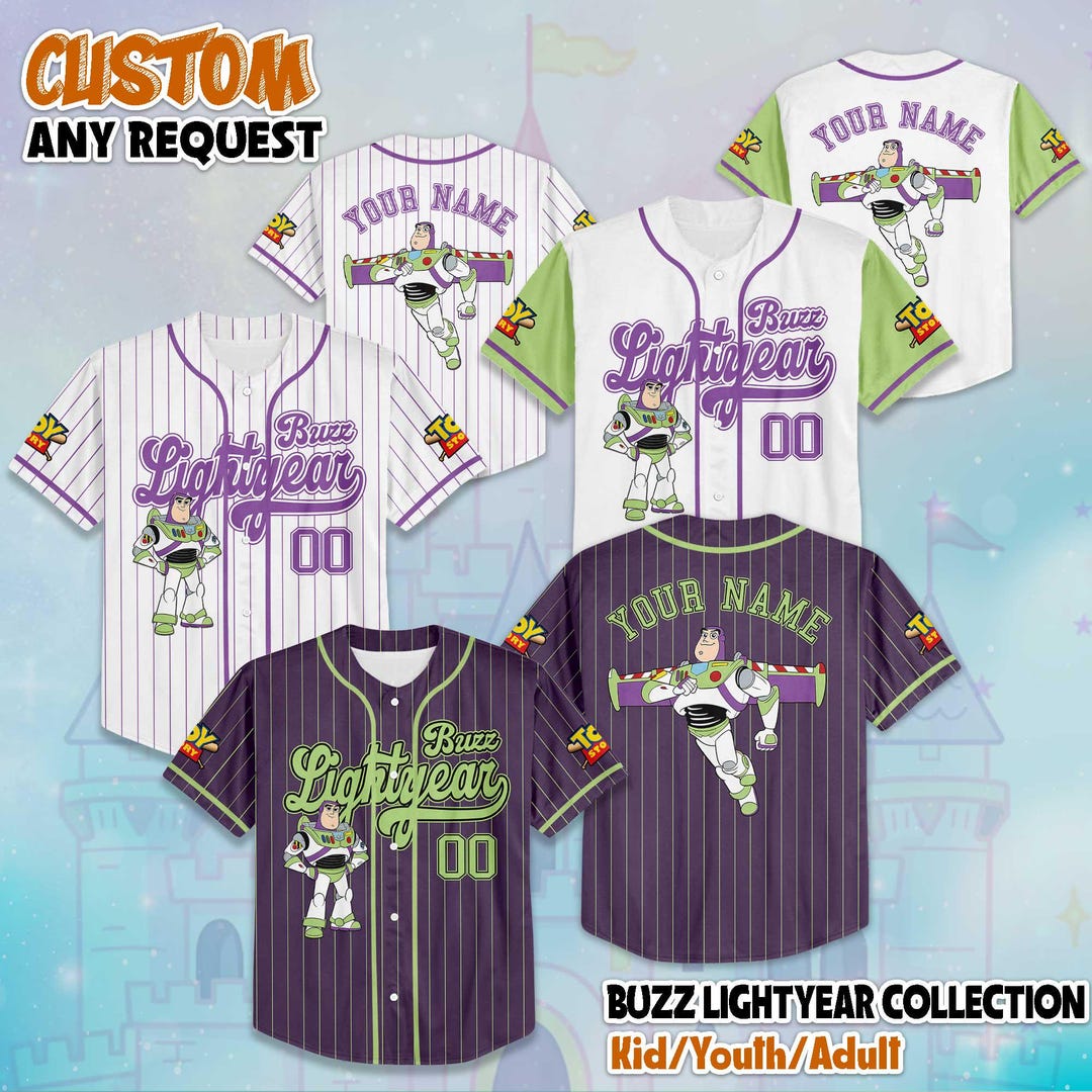 Custom Buzz Lightyear Collection Baseball Jersey, Toy Story Buzz ...