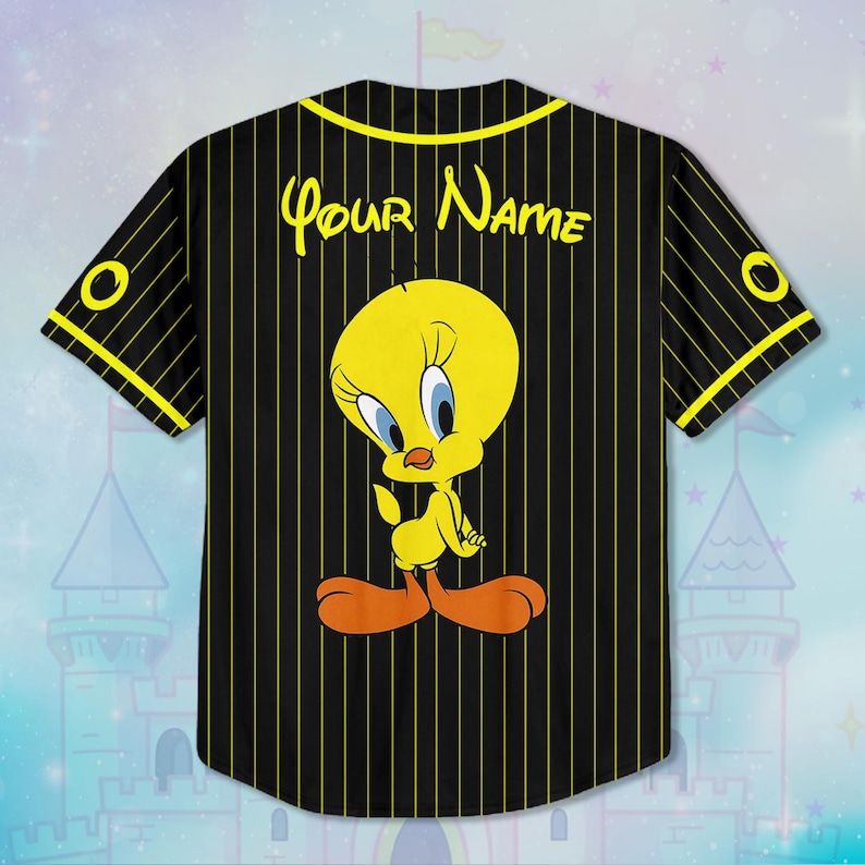 Custom Tweety Bird Black Baseball Jersey, Personalized Tweety Looney ...