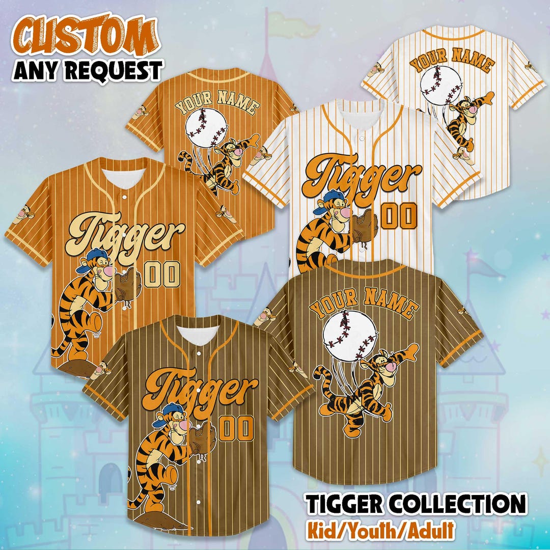 Custom Winnie the Pooh Tigger Baseball Jersey, Disney Tigger Winnie the ...