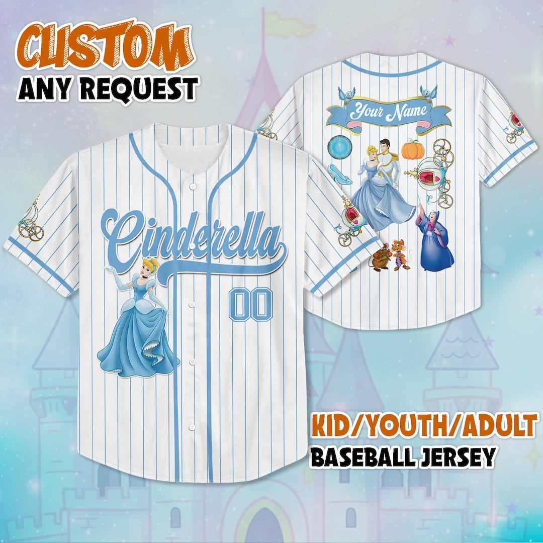 Custom Cinderella Baseball Jersey, Disney Princess Shirt for Fans ...