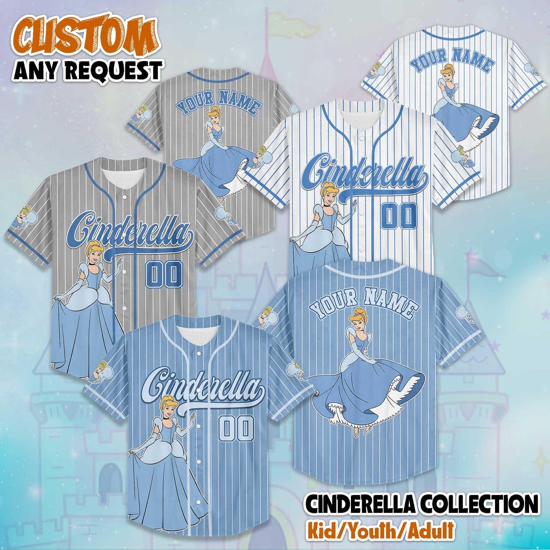 Custom Cinderella Collection Baseball Jersey, Disney Cinderella Jersey ...