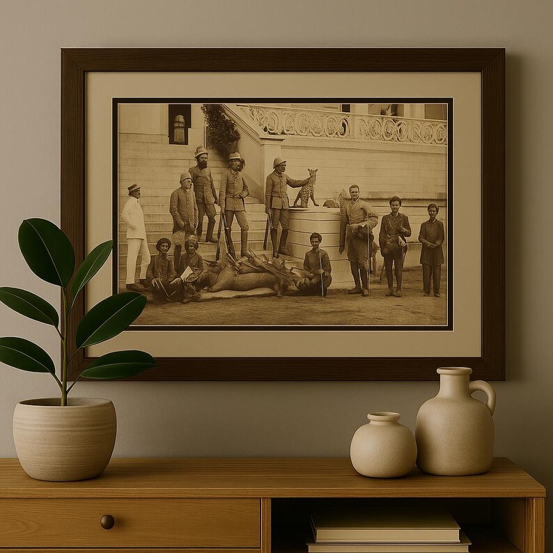Colonial Era Hunting Party With Cheetah – Antique Sepia Photograph - Etsy