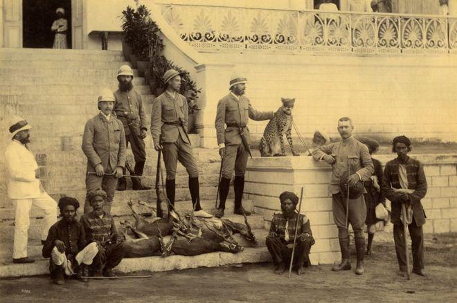 Colonial Era Hunting Party With Cheetah – Antique Sepia Photograph - Etsy