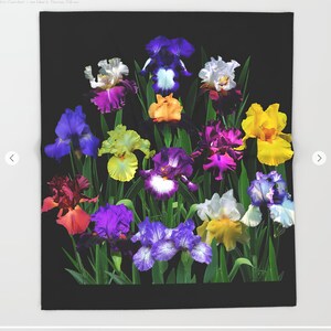 Iris Garden Comforter, on Black, Floral Bedroom Decor, Bedding, German ...