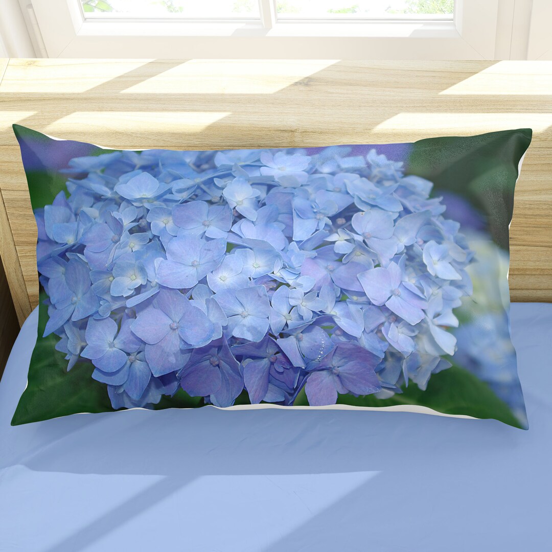 Blue Hydrangea Pillow Sham, Bedroom Decor, Floral Bedding, Floral Home ...