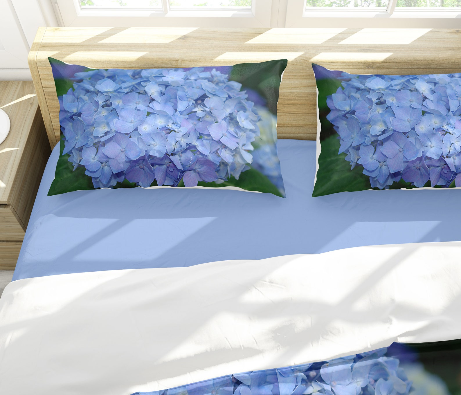 Blue Hydrangea Comforter, Bedroom Decor, Floral Bedding, Floral Home ...