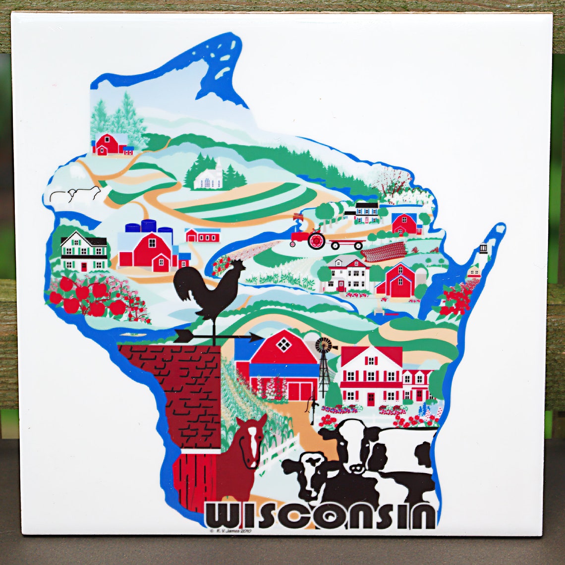 Wisconsin Country Sampler Ceramic Tile, Trivet, Decorative Tile 003 - Etsy