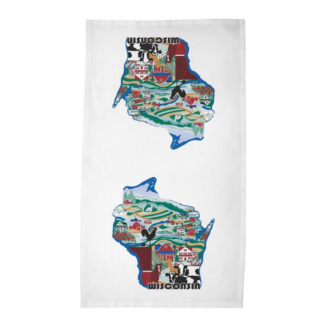 Wisconsin Country Sampler Tea Towel, Housewarming Gift, Hostess Gift ...