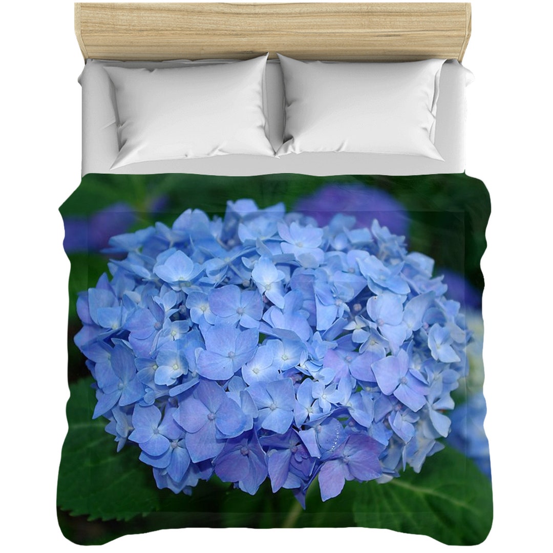 Blue Hydrangea Comforter, Bedroom Decor, Floral Bedding, Floral Home ...