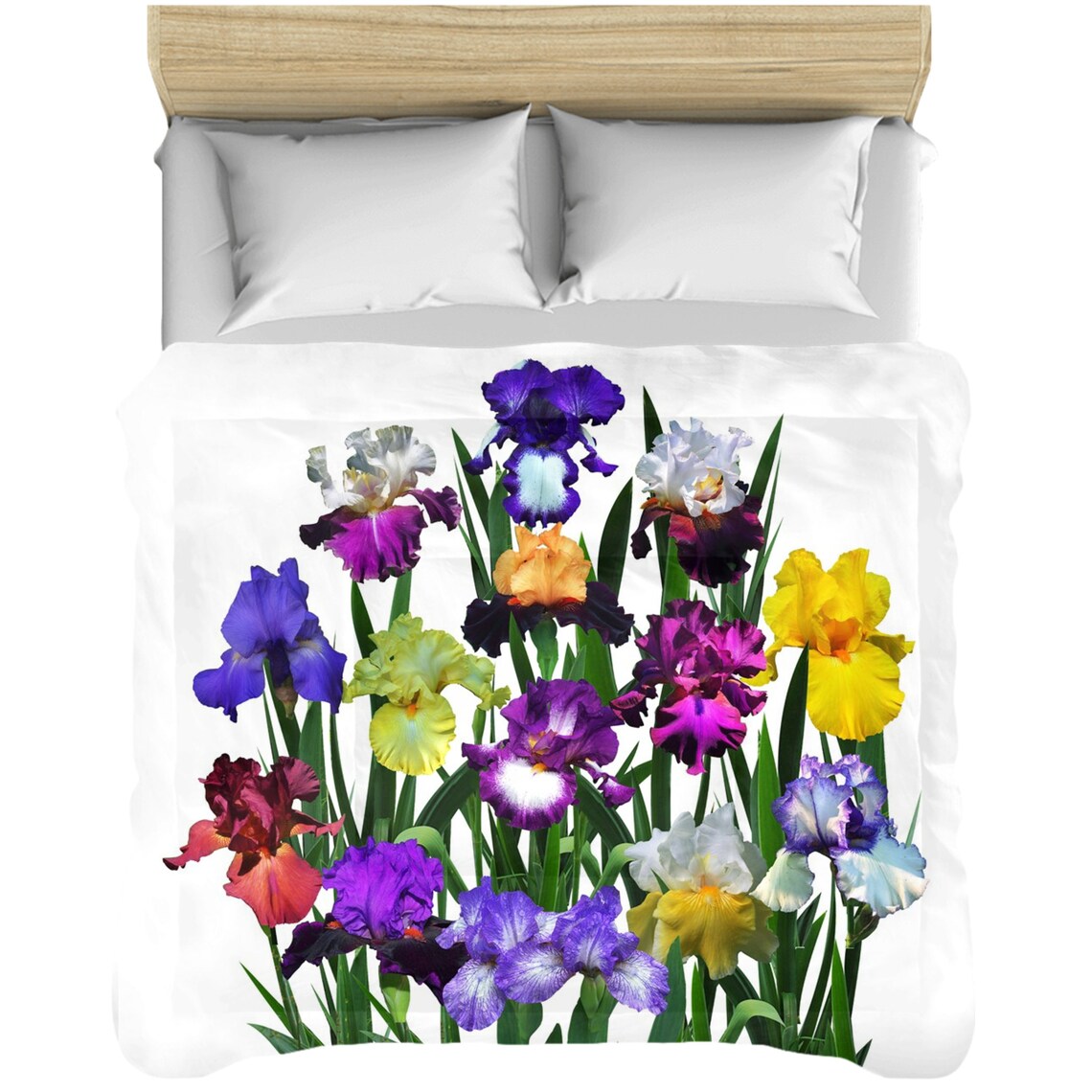 Floral Iris Garden Comforter, Bedroom Bedding Decor - Etsy